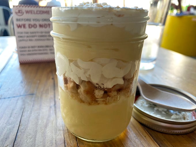 Mason jar banana pudding that doesn't need to be "elevated" or "reimagined"—it's already achieved dessert perfection in its classic form.