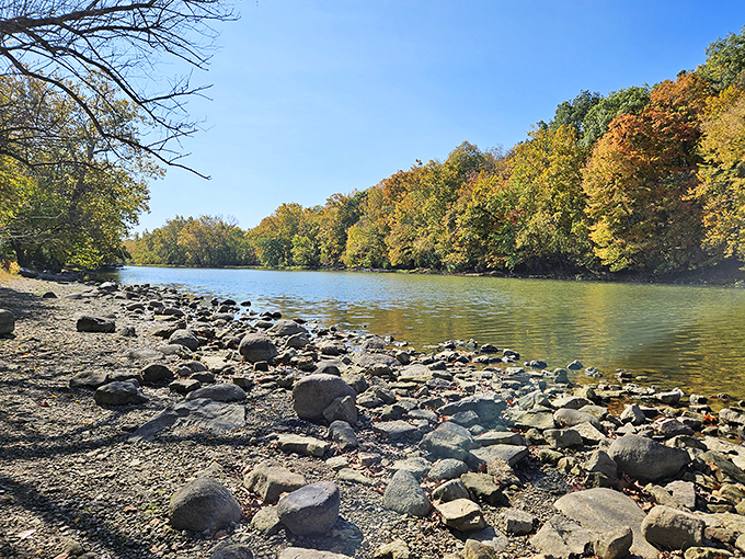 The Scioto River's rocky shoreline offers nature's version of a spa treatment for feet tired of being stuffed in sensible shoes.