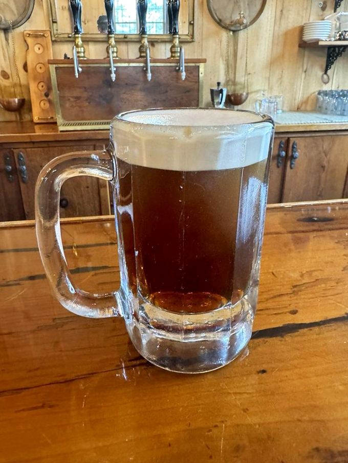 A frosty mug of local brew &ndash; because properly smoked meat deserves a proper beverage companion on your journey to barbecue bliss.