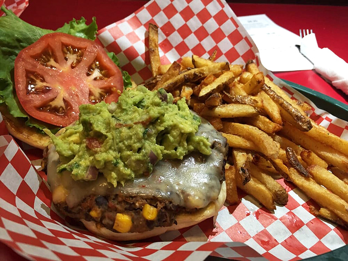 Plant-based innovation meets classic diner charm in this surprisingly satisfying burger alternative creation.