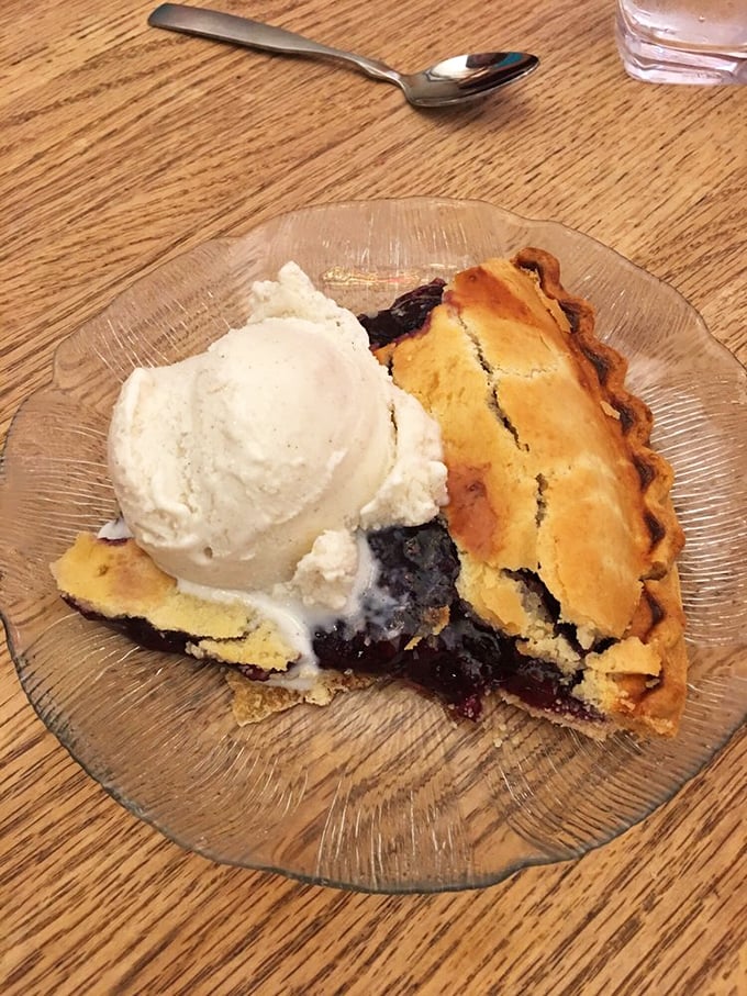 Blackberry pie that tastes like summer memories, with ice cream melting into the warm filling like a sweet, creamy comma in your day.