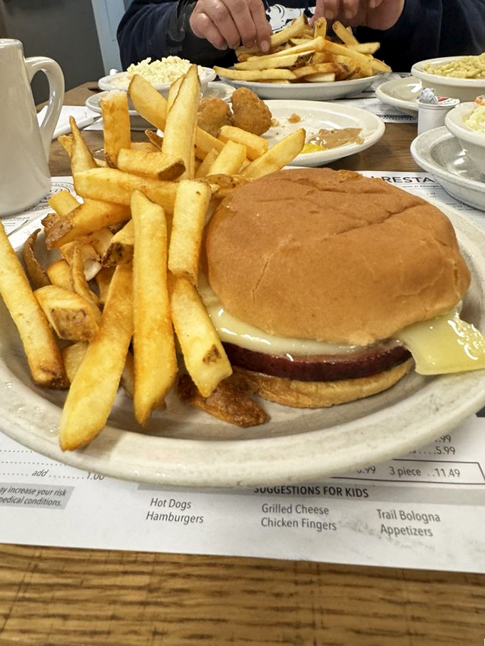 The humble hamburger and fries—proving that classics become classics for a reason. No foodie hashtags needed, just honest hunger satisfaction.