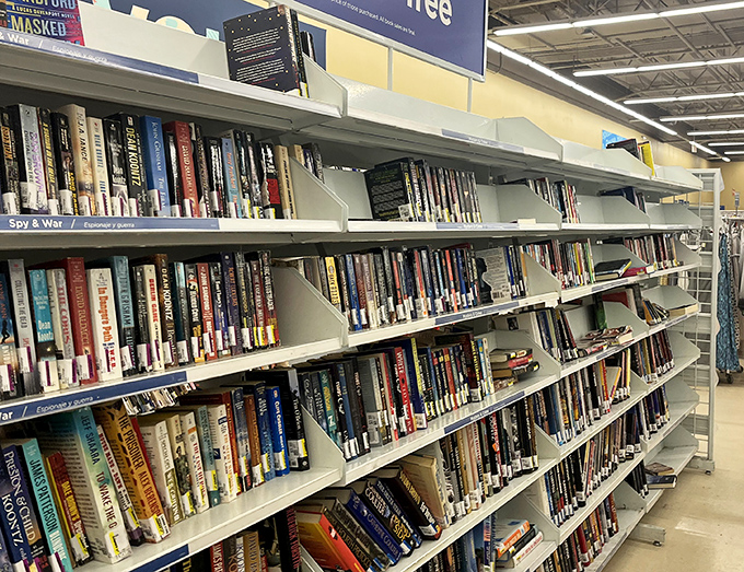 The book section&mdash;where spy thrillers rub covers with romance novels and self-help guides in a literary cocktail party.