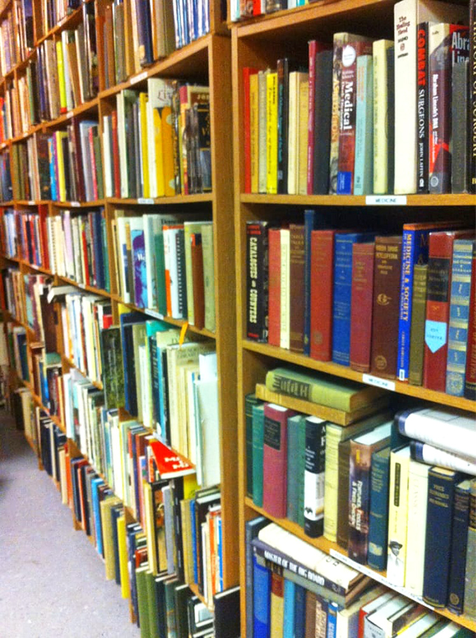 Books upon books&mdash;literary treasures stacked floor to ceiling. Someone's lifetime of reading becomes another's chance to discover forgotten classics.