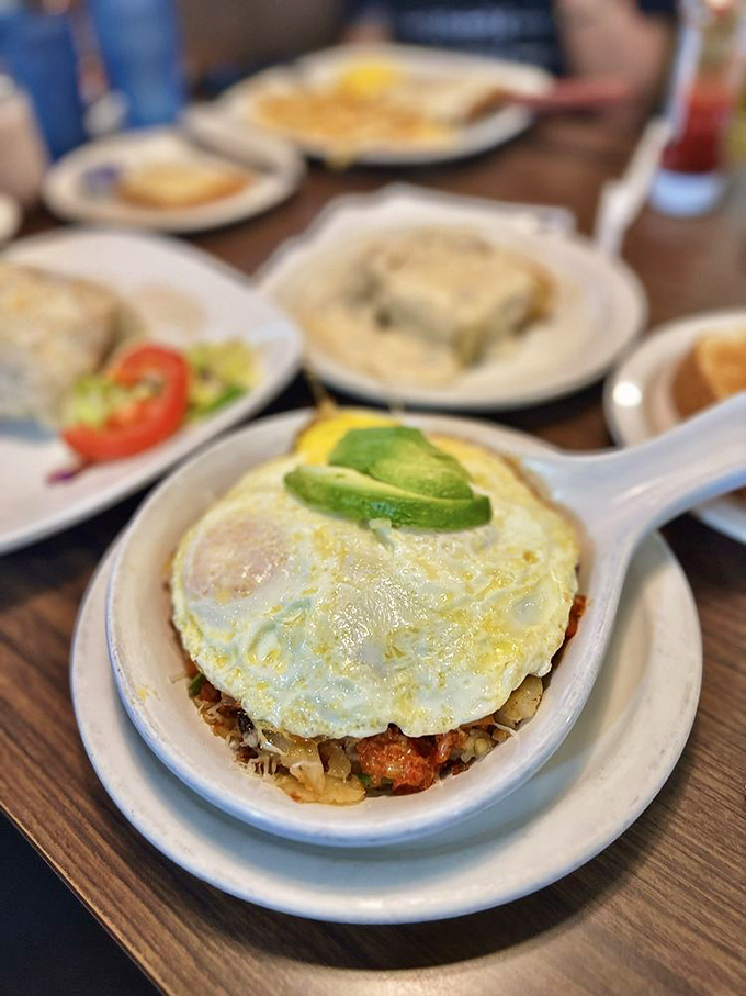 The Border Skillet&mdash;where eggs, avocado and spicy goodness collide in a dish that makes you want to high-five the chef.