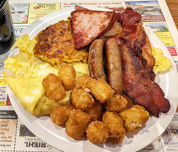 Breakfast of champions, lunch of legends, dinner of dreams. This plate says "good morning" better than any alarm clock ever could.