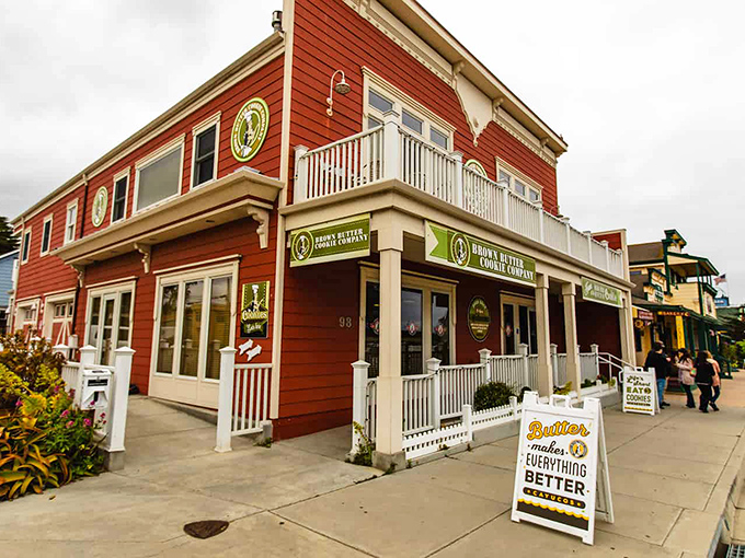 The Brown Butter Cookie Company's cheerful red building houses what might be the most addictive sweet treat on the Central Coast.
