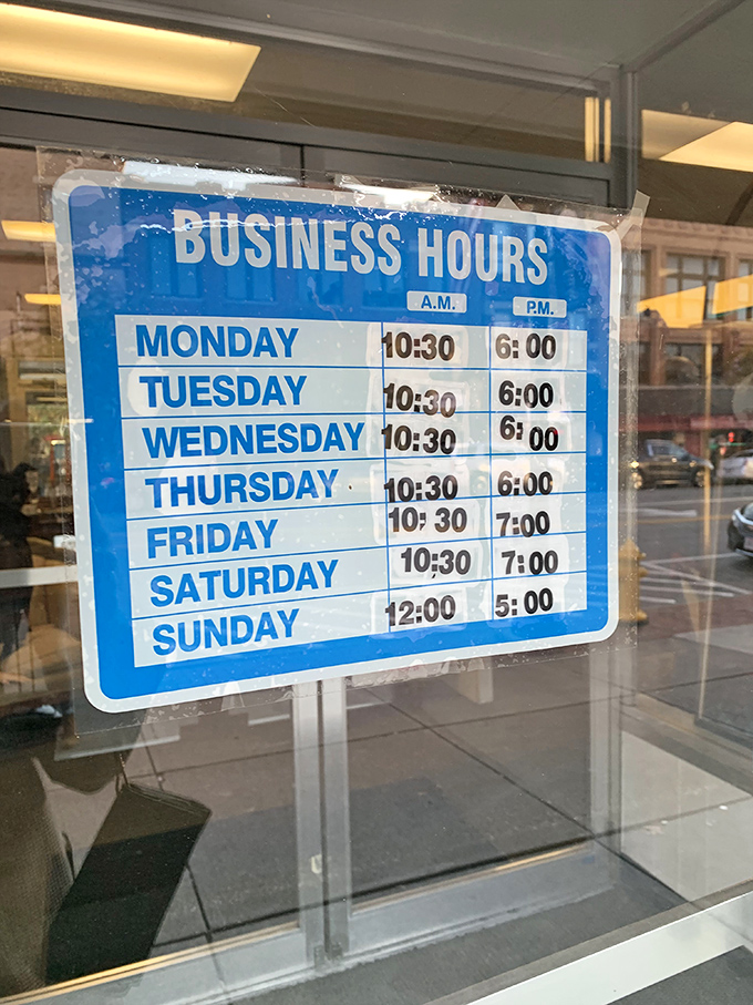 The treasure hunter's schedule! These generous hours ensure ample time for getting lost in nostalgia&mdash;just don't forget to eat lunch.