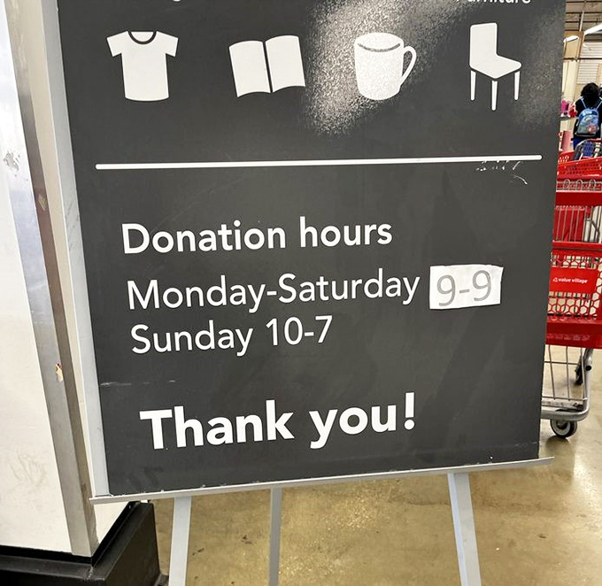 Donation hours run daily, ensuring the treasure trove stays fresh – the circle of thrift that keeps this bargain-hunting ecosystem thriving.