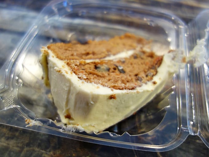 Carrot cake that doesn't try to be healthy despite its vegetable namesake. That cream cheese frosting is the crown jewel of the dessert kingdom.
