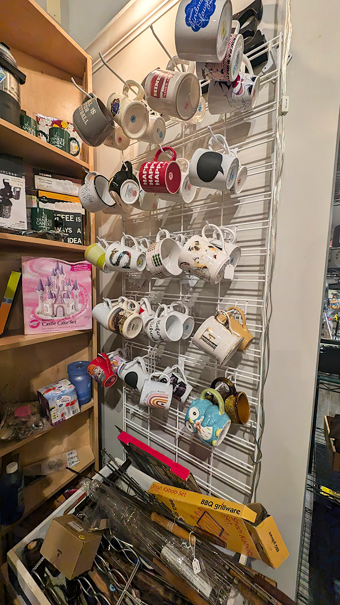 The mug wall&mdash;where coffee vessels with personality hang out waiting for their next morning routine. Choose your caffeinated weapon.