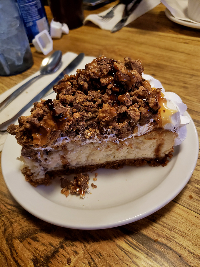 Cheesecake crowned with crumble topping transforms dessert into an event worthy of standing ovations.