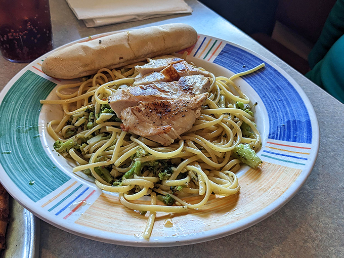 Pasta that twirls perfectly around your fork, topped with chicken that didn't cut corners on its way to flavor town.