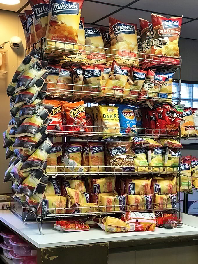 Chip selection that would make a cardiologist wince but brings joy to anyone embracing the full Maid-Rite experience without reservation.