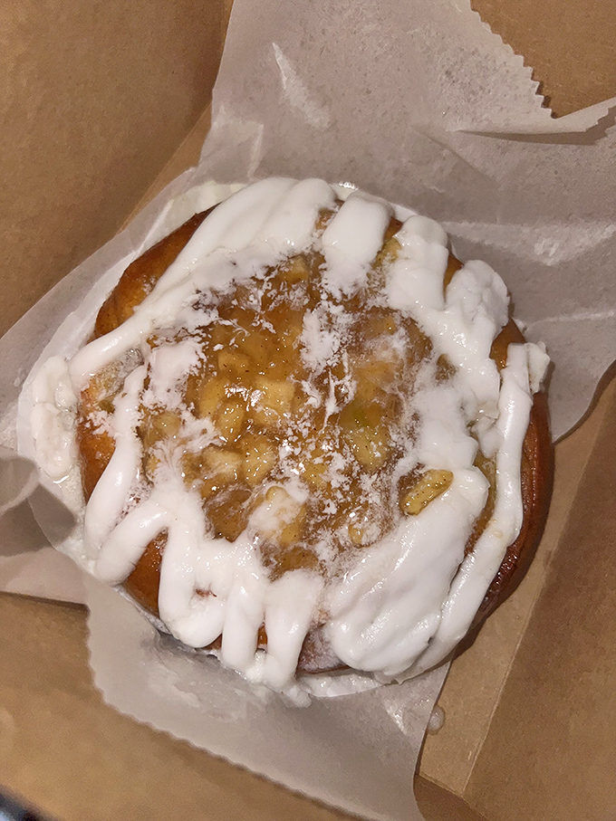 Not all cinnamon rolls are created equal. This one, with its generous icing rivers flowing through valleys of cinnamon, sits on the throne.