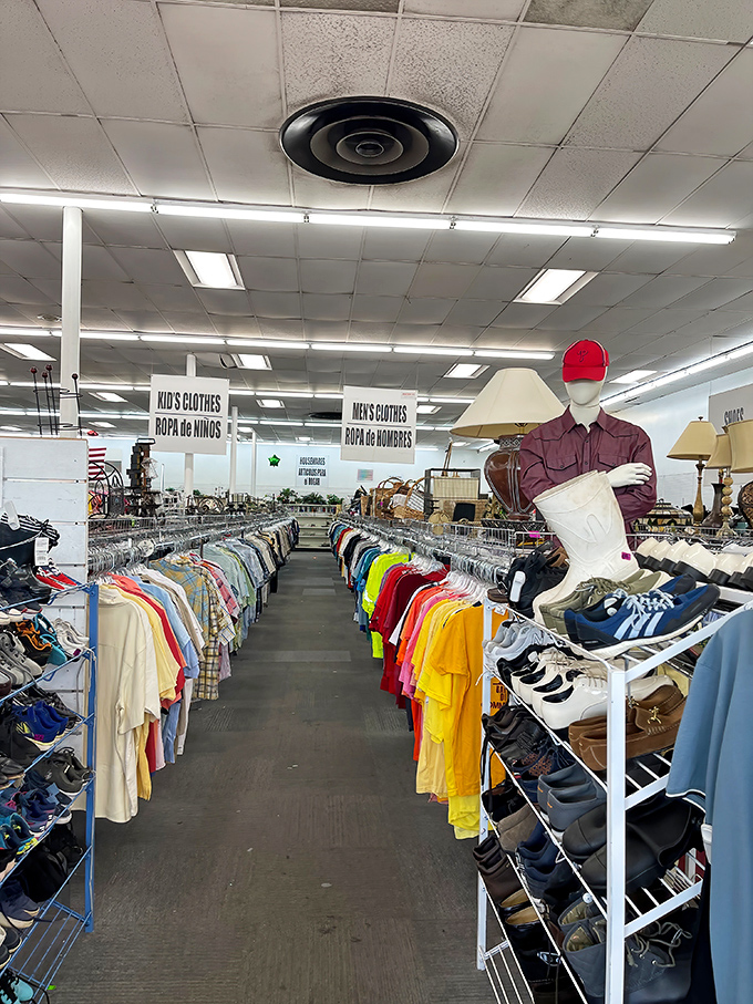 The men's department&mdash;where color-coded organization meets the thrill of potentially finding that perfect vintage bowling shirt or barely-worn designer steal.