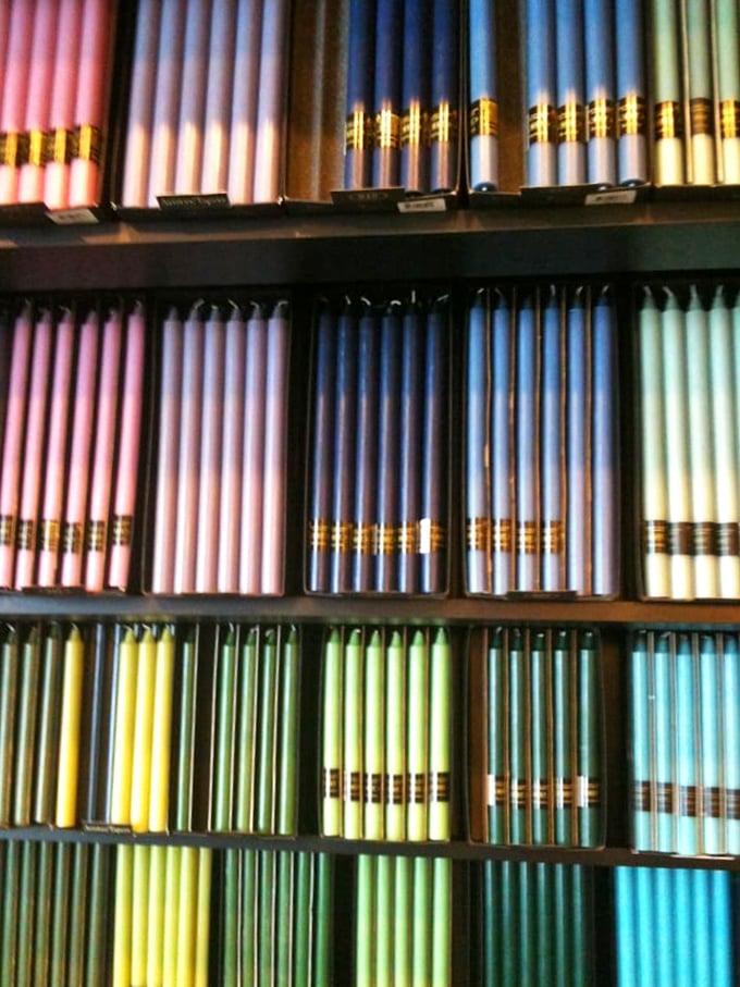 Tapered candles in every color of the imagination stand at attention. These dinner table classics prove that sometimes the traditional forms are still the most beautiful.