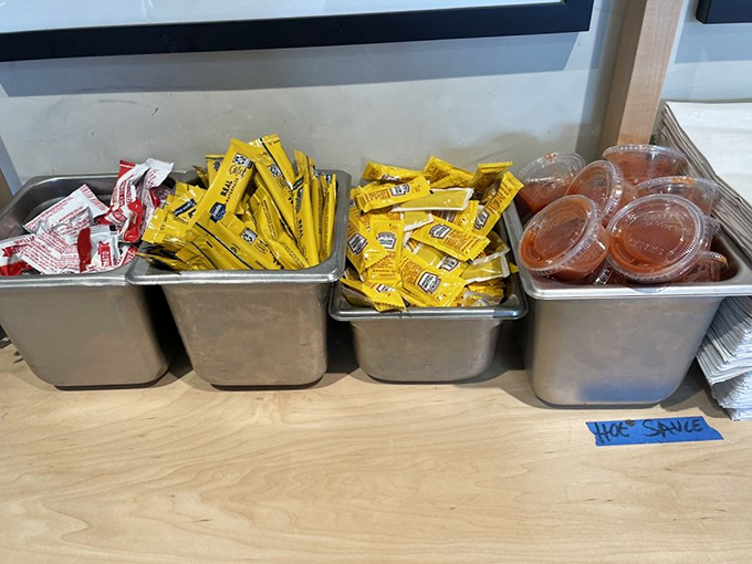 The condiment station&mdash;where customization meets simplicity. These little cups of joy are the final brushstrokes on your burger masterpiece.