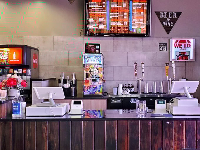 The command center where orders are placed and burger dreams begin their journey from grill to grateful palate.