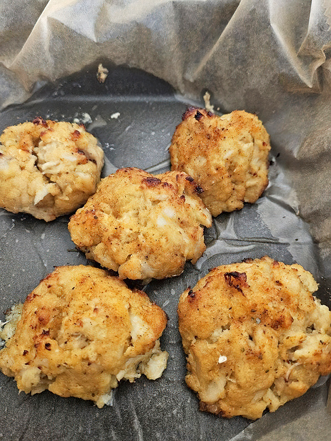 Crab balls that look like they've been hand-formed by someone who truly understands the meaning of "just enough filler."