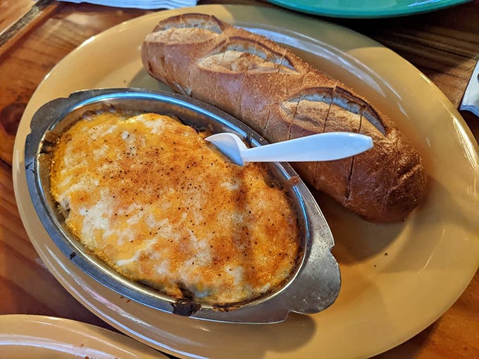 Crab dip that threatens to upstage the main course&mdash;creamy, cheesy, and demanding to be scooped up with that crusty bread.