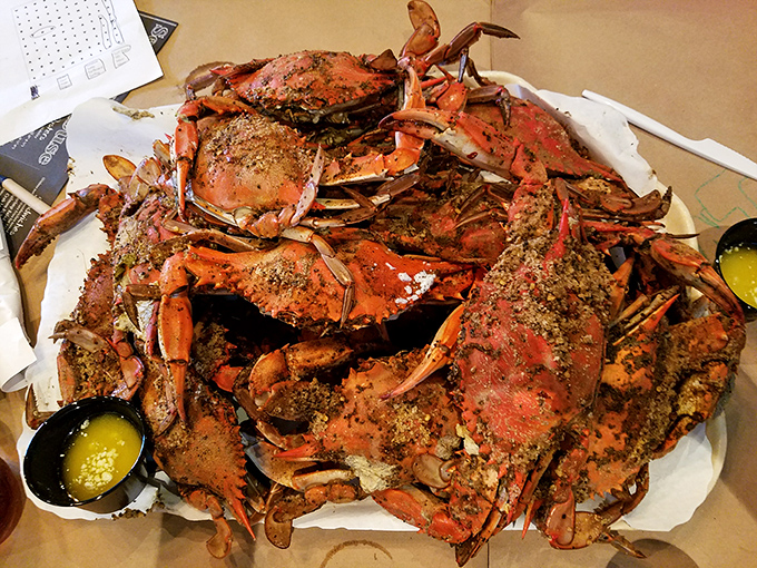A mountain of steamed crabs that transforms your table into a delicious archaeological dig. Grab a mallet and prepare for delicious work.
