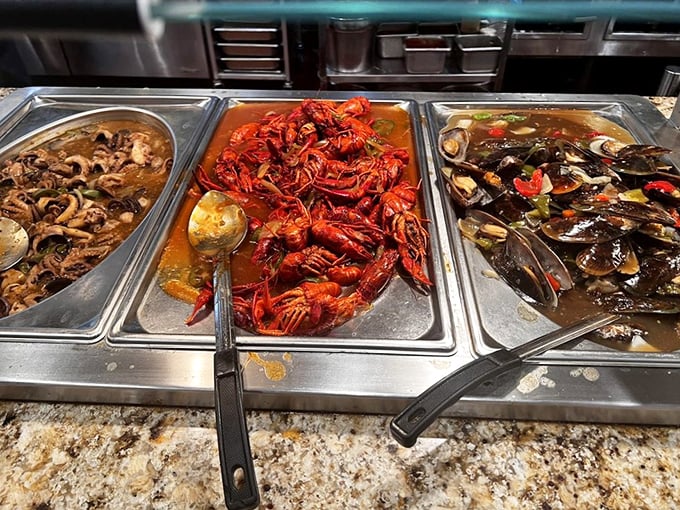 Crawfish, mushrooms, and mussels swimming in savory broths &ndash; a trio of seafood options that would make Neptune himself grab a plate.
