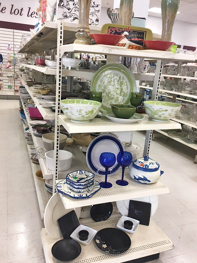 Mismatched dishware that somehow works perfectly together. Those blue goblets would make even tap water feel fancy!