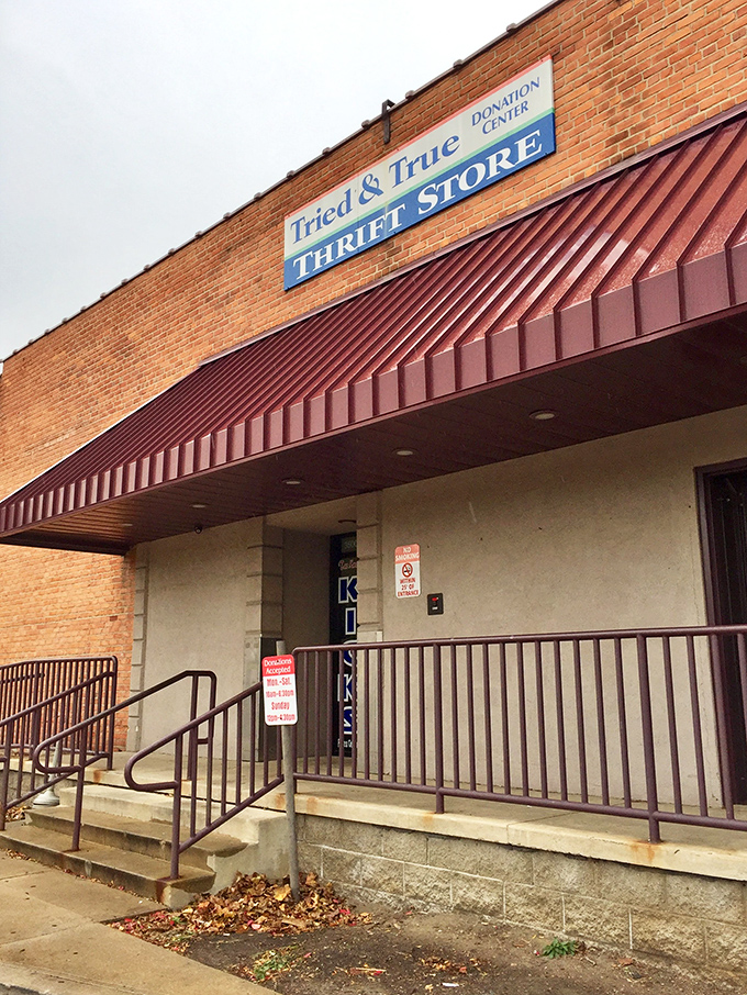 The "Tried & True" sign speaks volumes&mdash;this isn't just shopping, it's a community institution where one person's past becomes another's future.