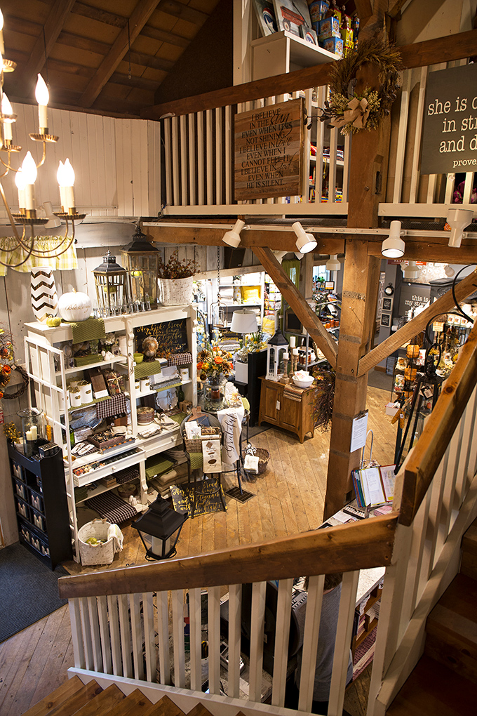Looking down into Dutch Valley Gifts reveals the treasure hunt that awaits. Like falling into a cozy rabbit hole of handcrafted wonders and local delights.