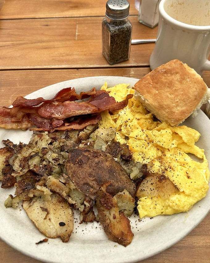 The Early Bird Special isn't just breakfast&mdash;it's edible therapy featuring eggs, bacon, and potatoes in perfect harmony.