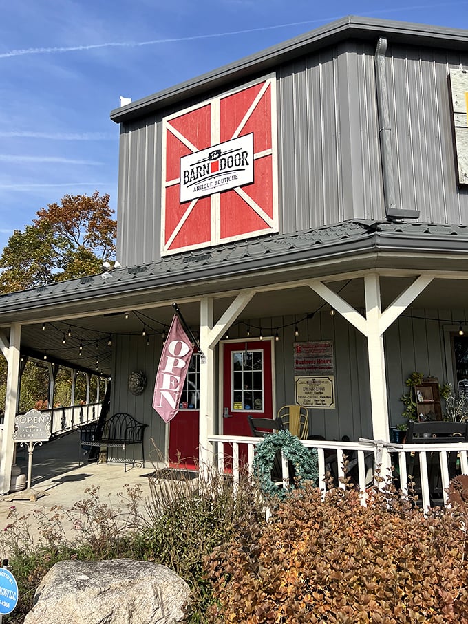 That red barn door entrance isn't just Instagram-worthy—it's the portal between ordinary shopping trips and "where did the last three hours go?"
