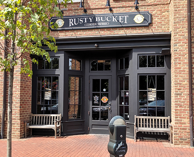 An entrance that promises good times ahead &ndash; those benches aren't just for waiting, they're for the post-meal moment when you're too full to walk to the car.
