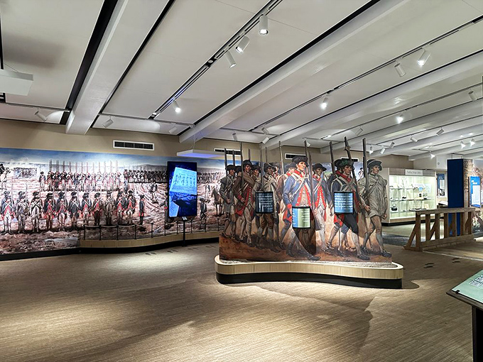 The museum exhibits bring Revolutionary soldiers to life without the inconvenience of time travel or having to smell authentic 18th-century hygiene. 