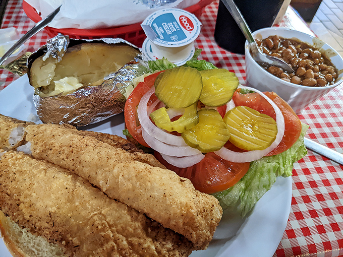 A fish sandwich that doesn't need to be overthought—just fresh, perfectly cooked, and ready to prove BBQ joints can nail seafood too.