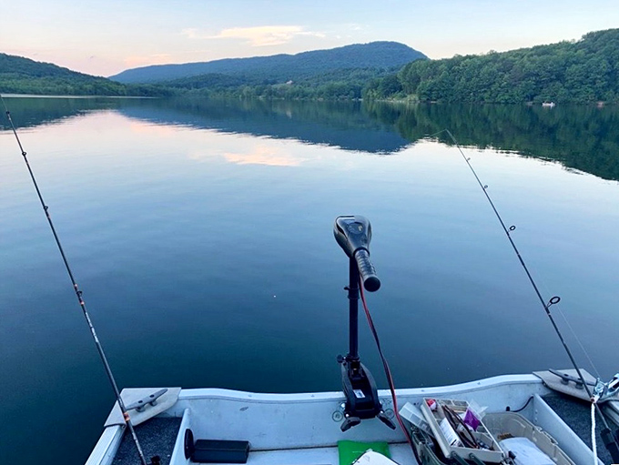 Dawn fishing on Canoe Lake &ndash; where "the one that got away" stories are born. Sunrise reflections double your chances of a perfect day.