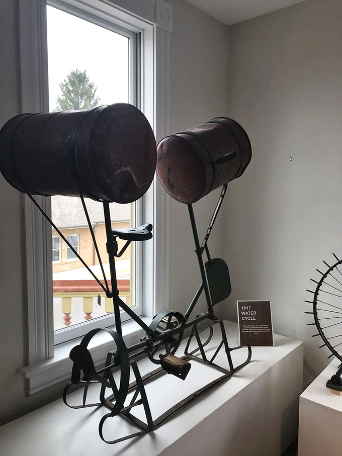 The 1917 Water Cycle proves humans will attach pedals to absolutely anything. Part bicycle, part pontoon, all ridiculous fun waiting to happen.