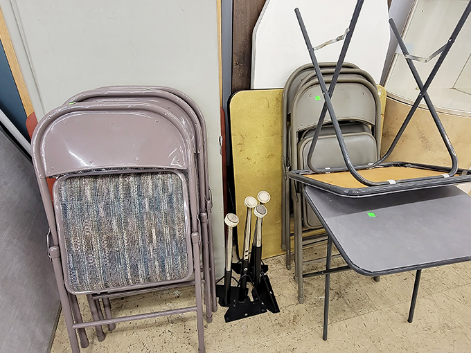 The humble folding chair&mdash;unsung hero of unexpected dinner guests and impromptu card games. Practical magic at its most affordable.