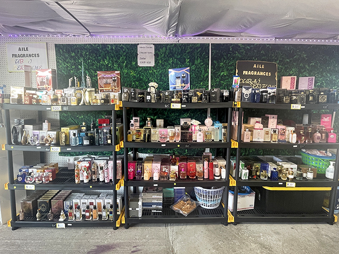 Fragrance heaven for scent enthusiasts on a budget. Designer knockoffs and genuine finds mingle on these shelves, promising to make you smell like a million bucks for far less.