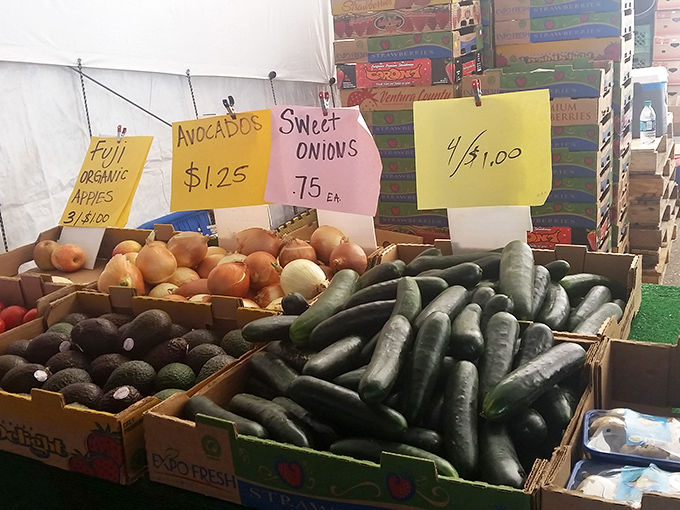 Nature's candy at desert prices. These fresh vegetables and fruits offer a healthy counterpoint to food court indulgences.