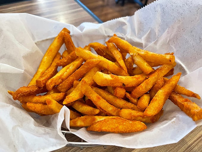 These aren't just fries; they're the supporting actors that deserve their own Oscar. Perfectly golden, crispy on the outside, fluffy within&mdash;the ideal sandwich sidekick.