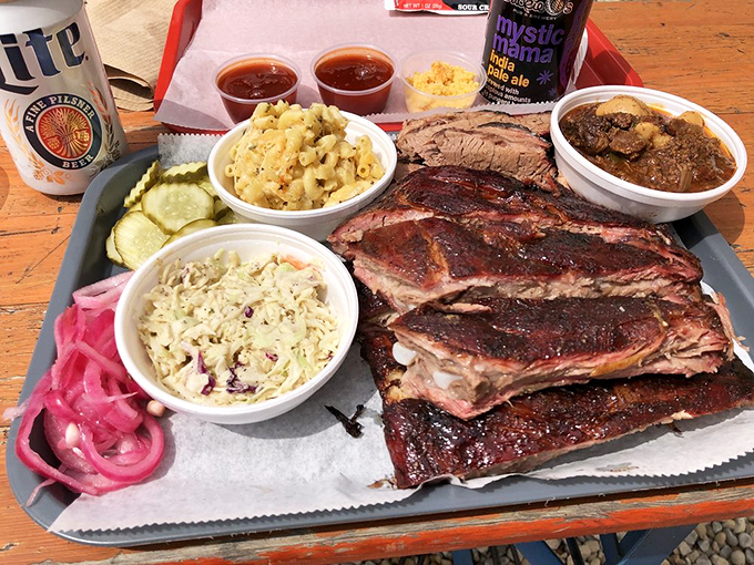 The full barbecue experience in one glorious tray. This isn't just a meal&mdash;it's a commitment to excellence and elastic waistbands.