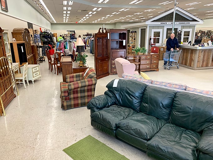 Furniture that proves "pre-loved" doesn't mean "past its prime"—that green couch has stories to tell and many more comfortable evenings to offer.
