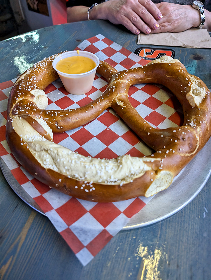 This isn't just a pretzel&mdash;it's carb architecture. Warm, soft, and perfectly paired with beer cheese for dipping between sips of cold beer.