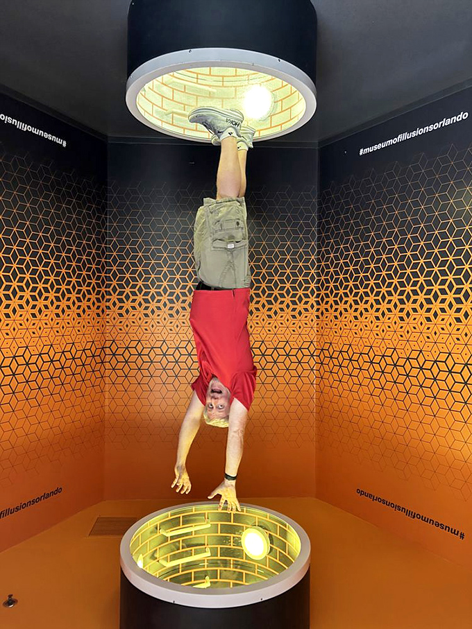 This upside-down room has visitors hanging from the ceiling, proving that sometimes in life, perspective is everything.