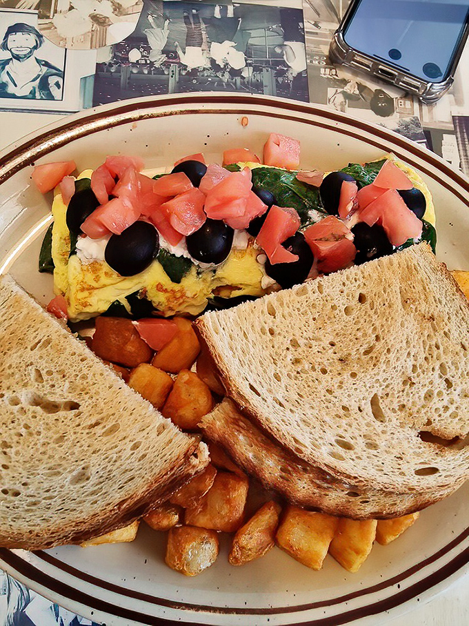 This isn't just breakfast—it's a colorful morning symphony of protein, vegetables, and carbs performing in perfect harmony.