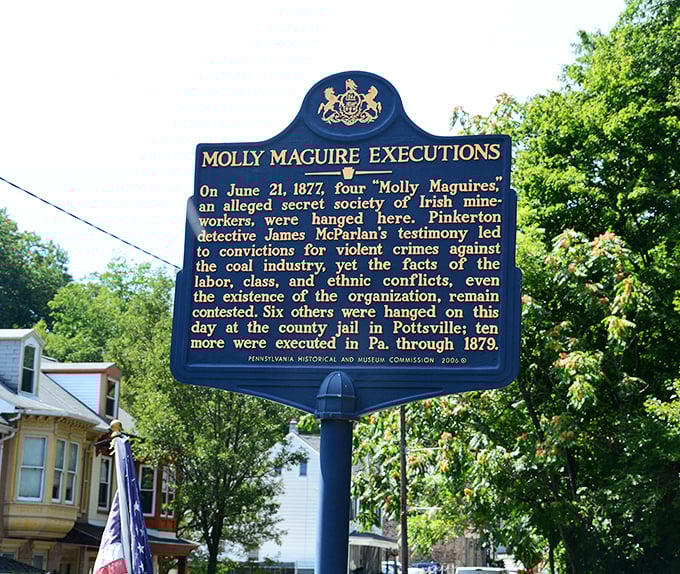 This historical marker tells the controversial story of the Molly Maguires&mdash;where justice and injustice blur like watercolors in the rain.
