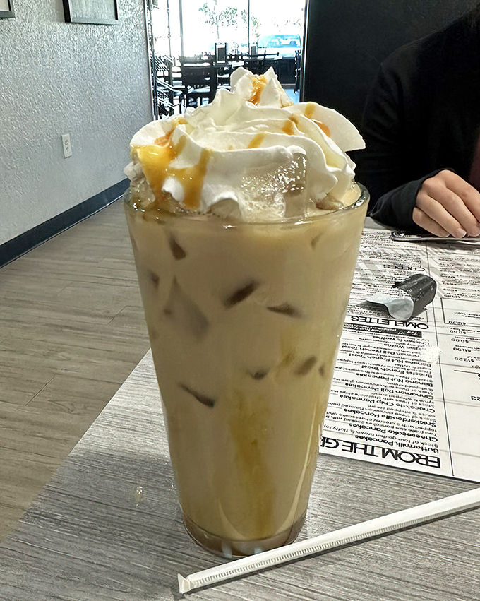 This iced caramel coffee provides the perfect sweet finish to an already extraordinary breakfast adventure.