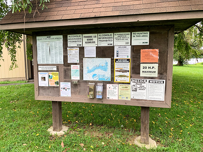 The analog version of Google Maps. This information board stands as a charming reminder that the best adventures sometimes begin with actual paper maps.