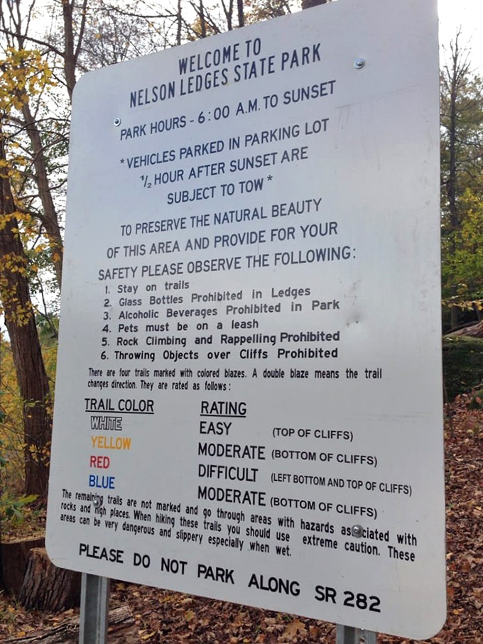 The park's entrance sign&mdash;equal parts invitation and warning. Like all great adventures, this one comes with rules designed to keep the magic intact for generations. 